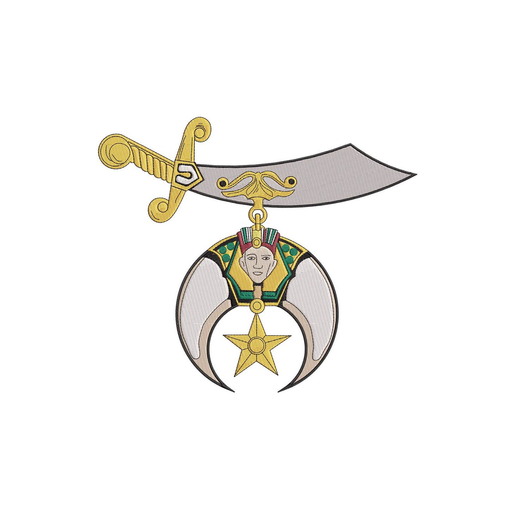 Shriners Emblem Embroidery Design - Scimitar and Crescent - 4x4, 6x6 ...